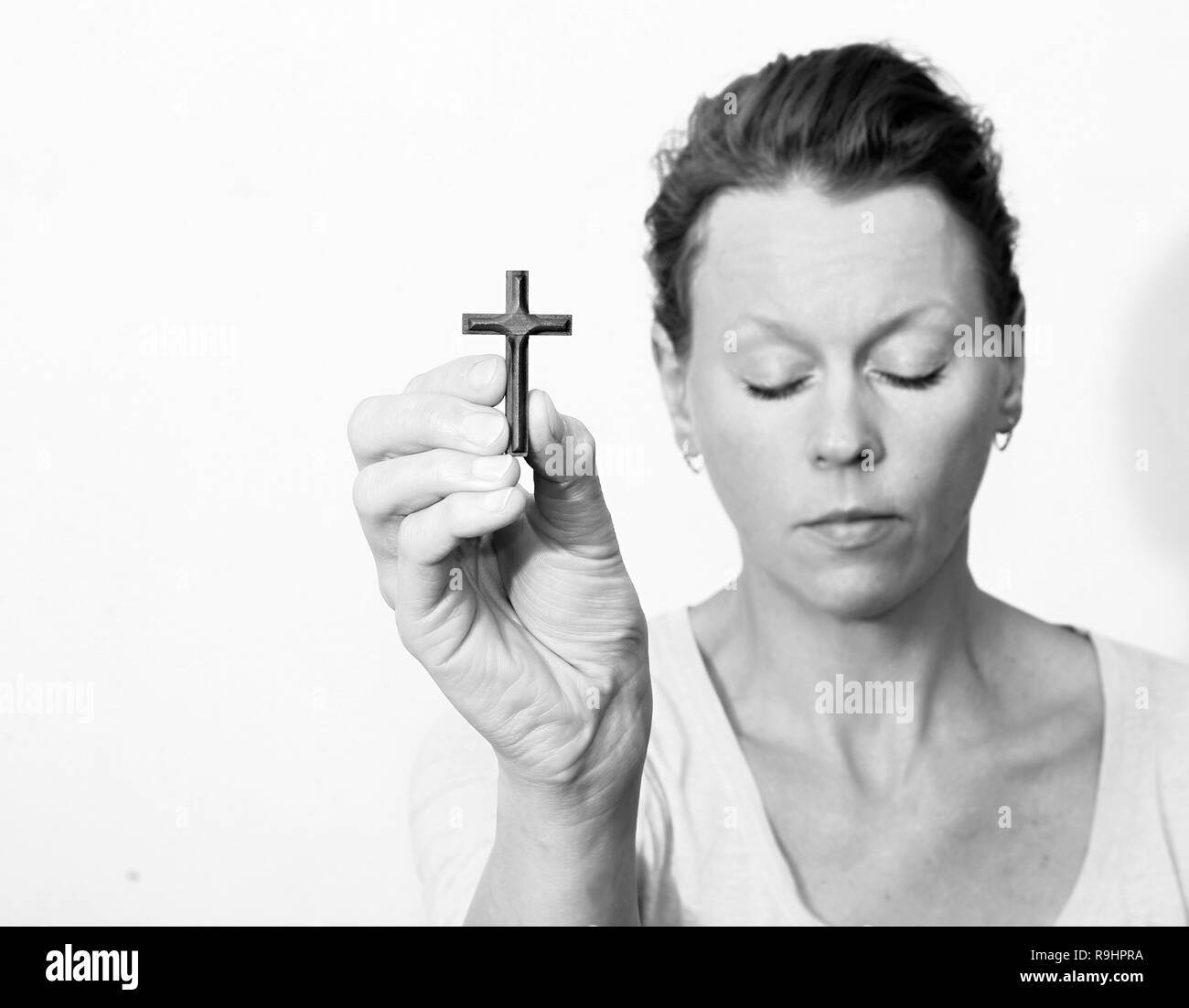 woman praying to god with hands together stock image and stock photo ...