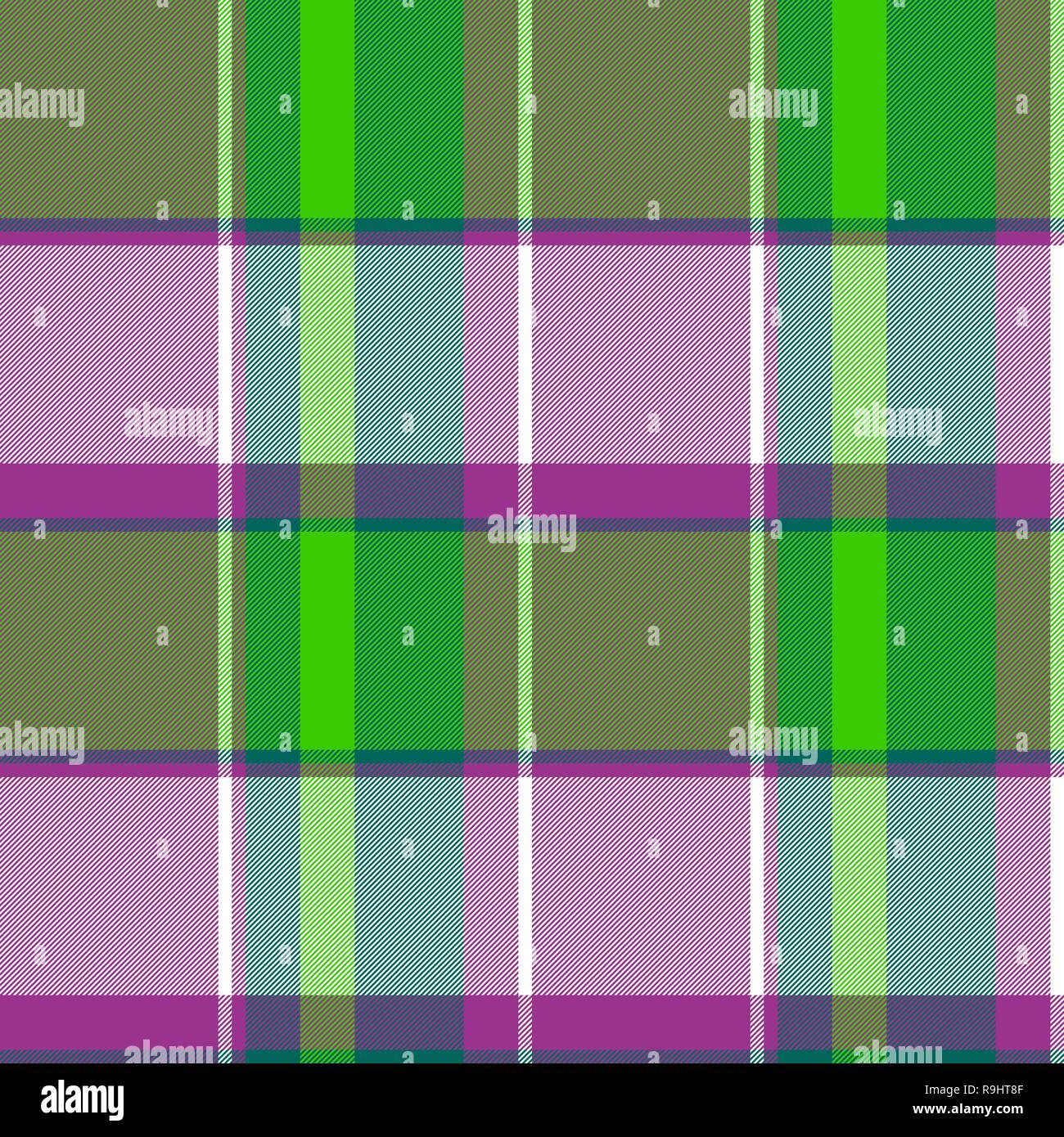 Purple green color check fabric texture seamless pattern. Vector ...