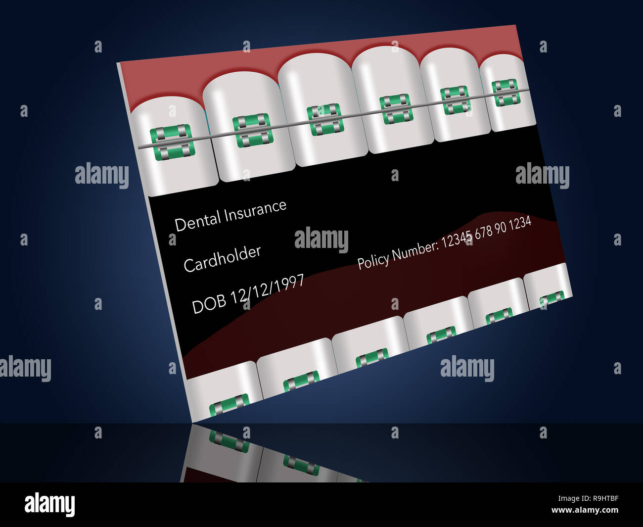 Here is a dental insurance ID card with teeth and braces in the design ...