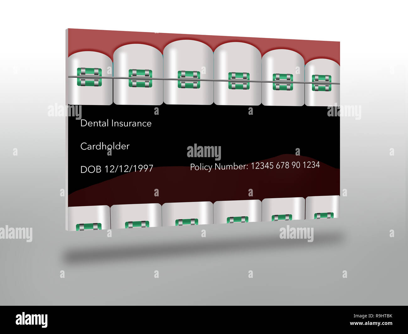 Here is a dental insurance ID card with teeth and braces in the design ...