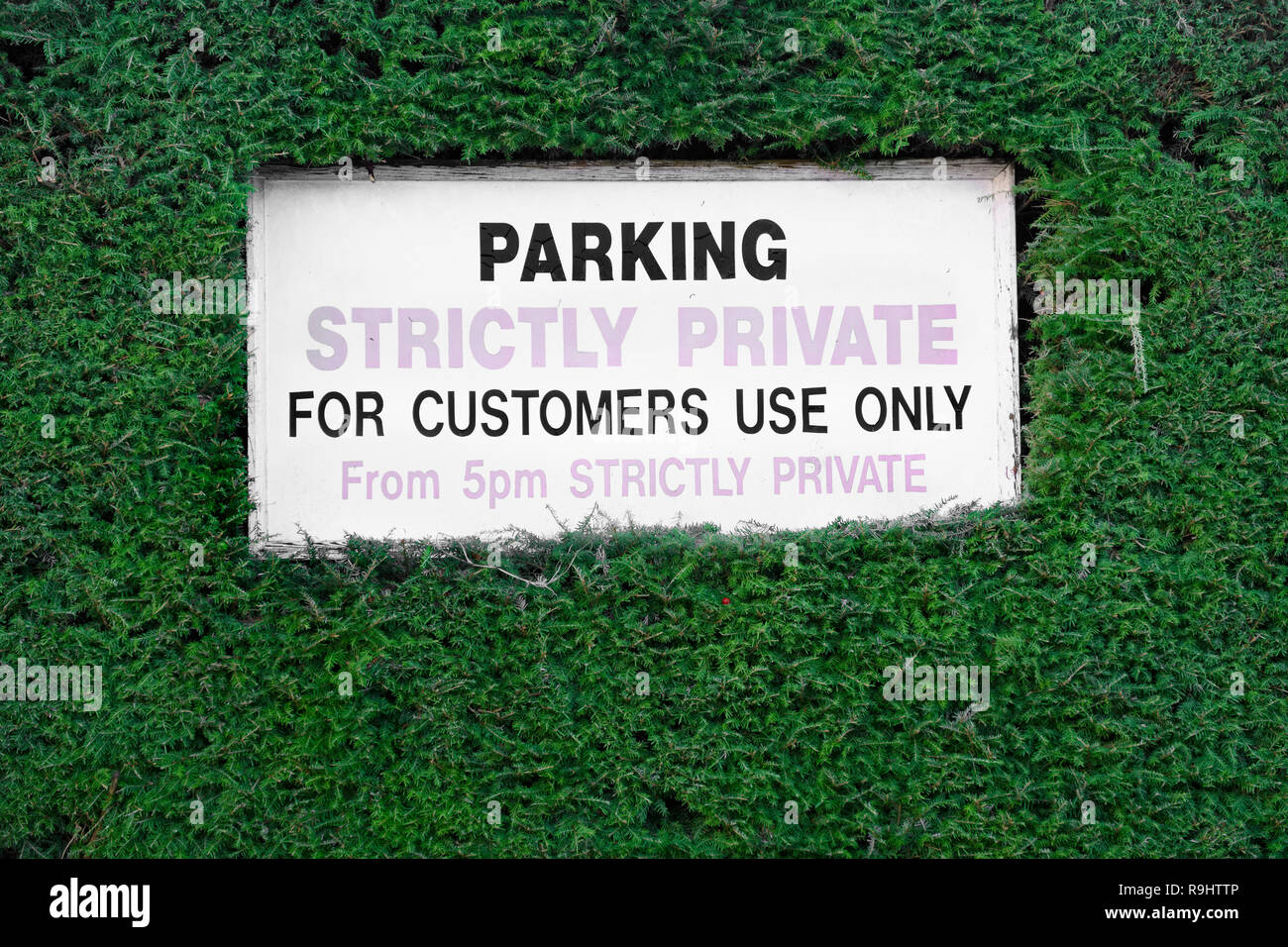 Strictly private car park for customers parking only sign Stock Photo ...