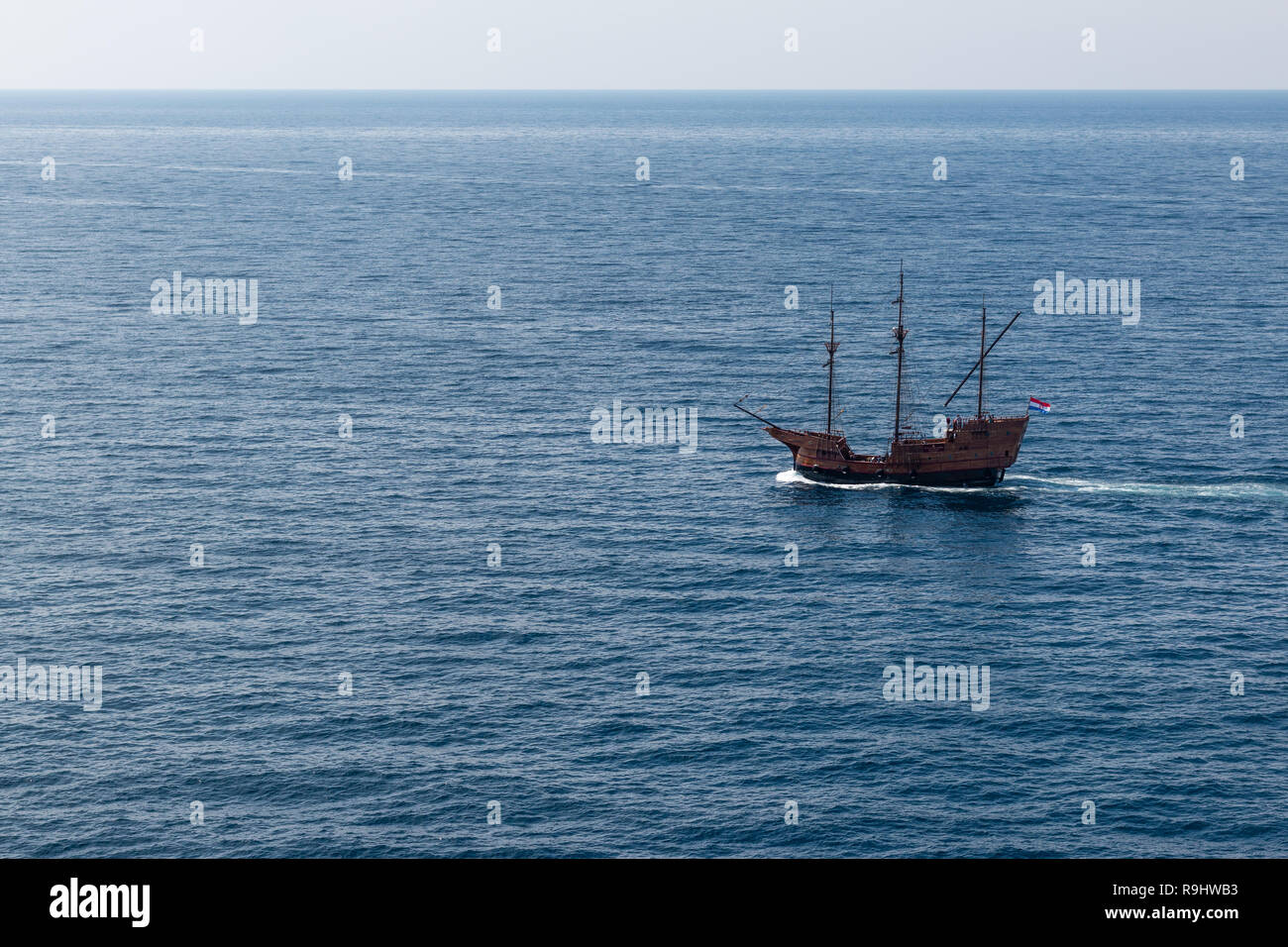 Old fashioned style ship used for tourism in Dubrovnik, Croatia Stock ...