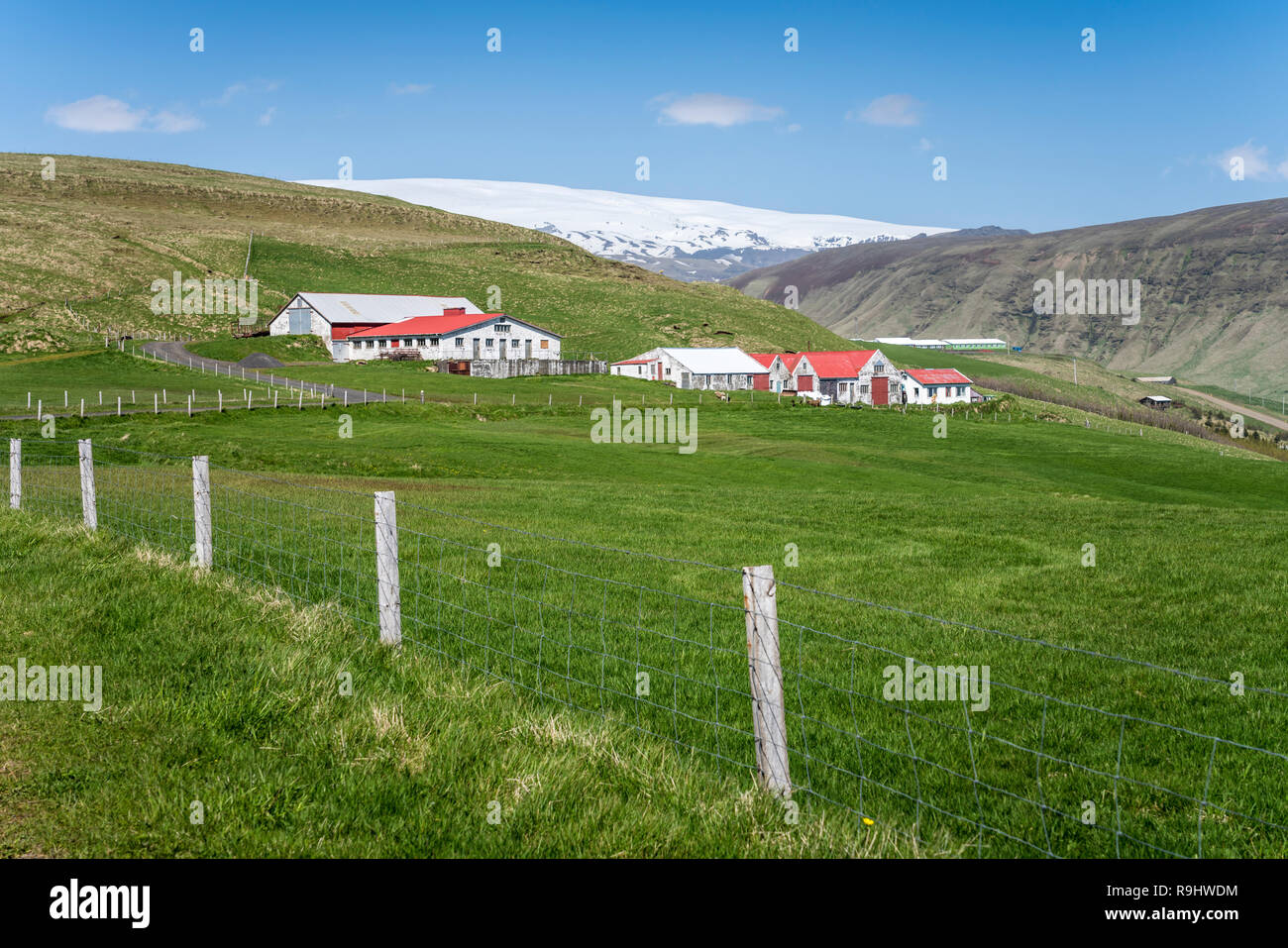 Red roofed farm buildings in southern Iceland, Europe Stock Photo - Alamy