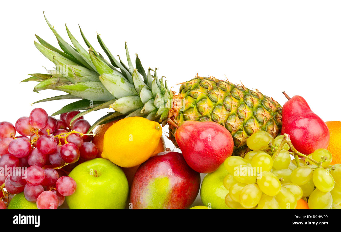set of fruits isolated on white background Stock Photo - Alamy