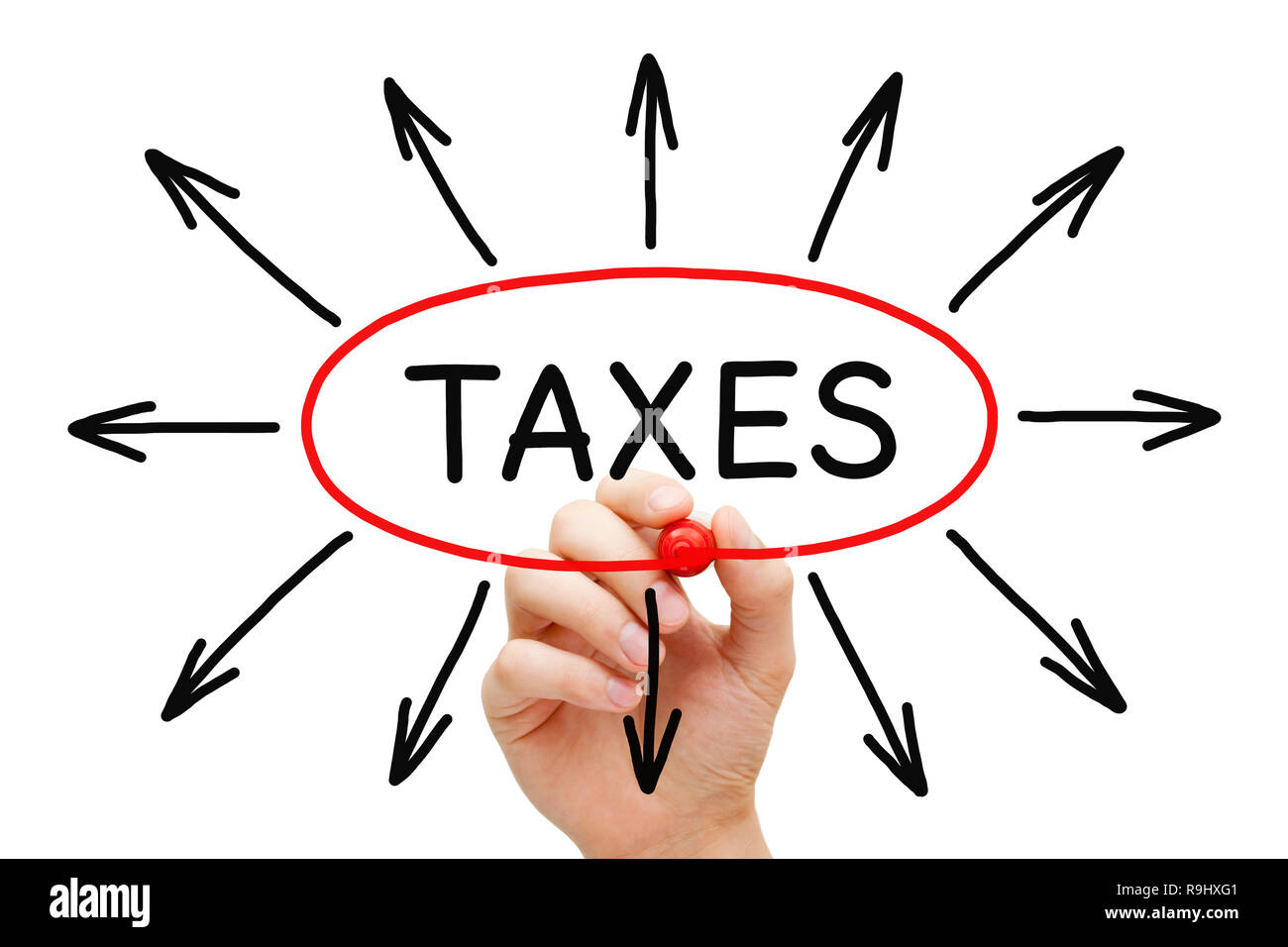 Hand drawing So Many Taxes or Tax Burden concept with marker on ...