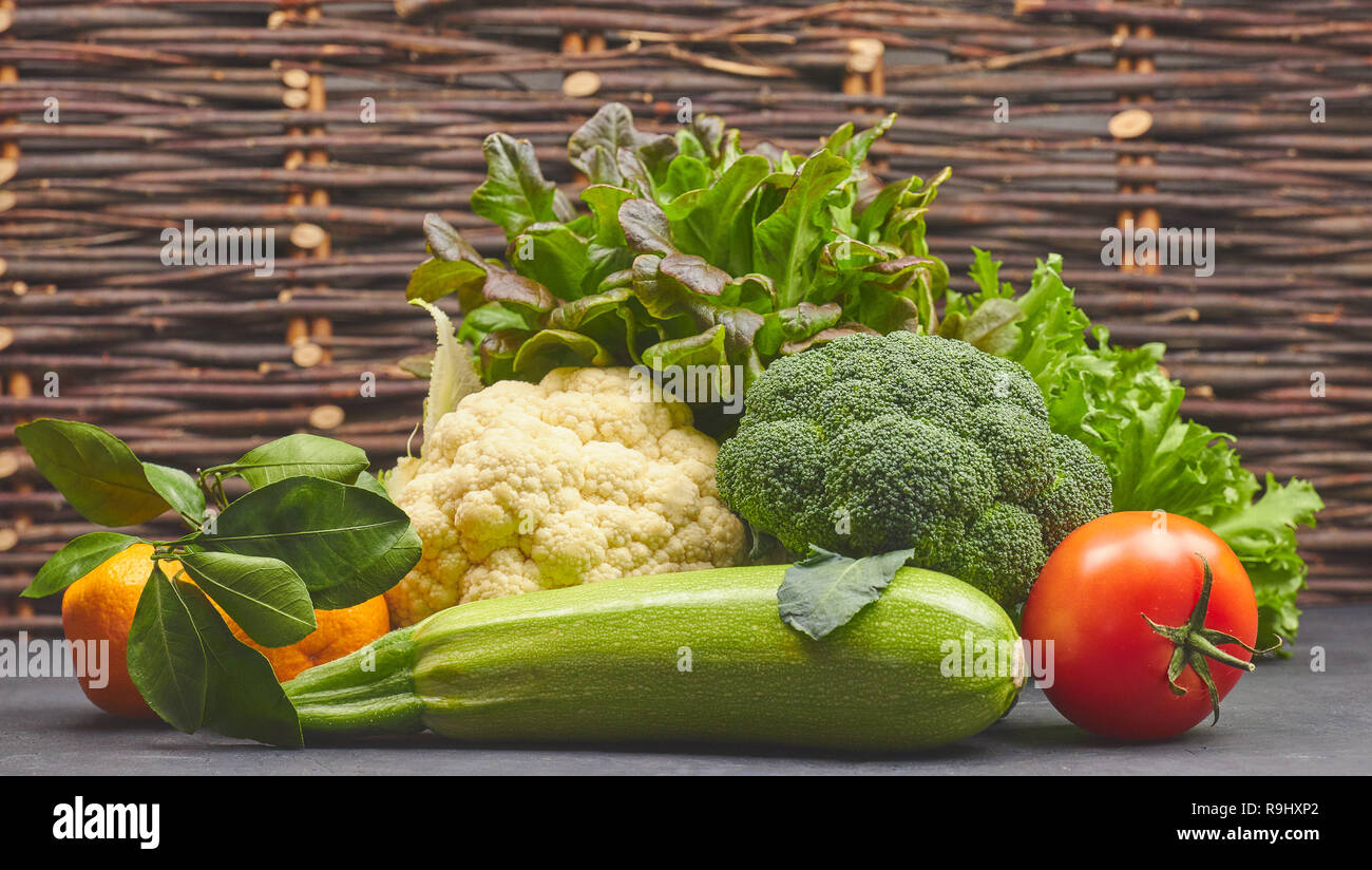 set of vegetables. fresh colorful organic vegetables in rustic style ...