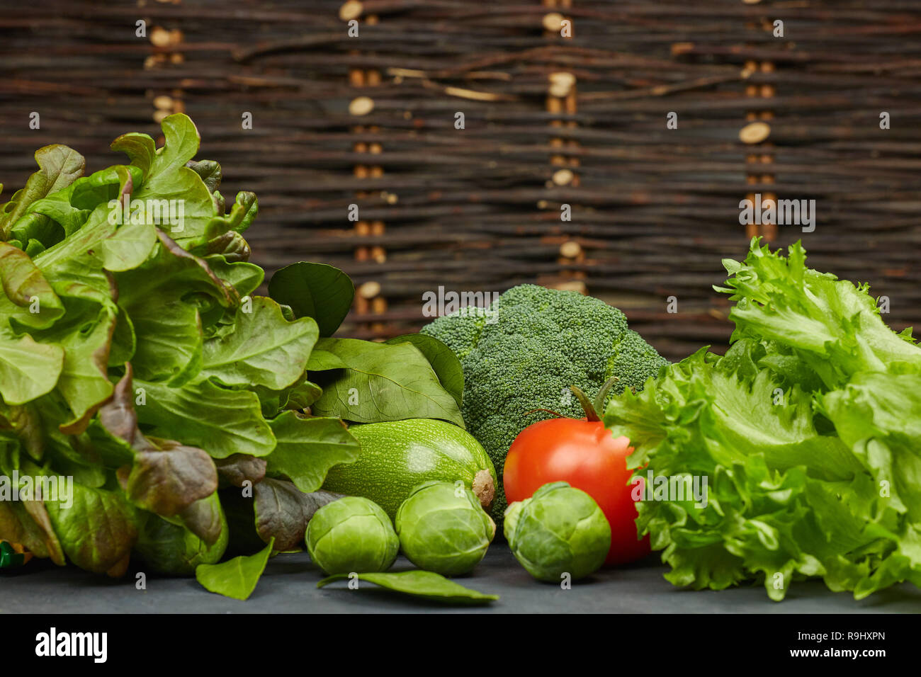 set of vegetables. fresh colorful organic vegetables in rustic style ...