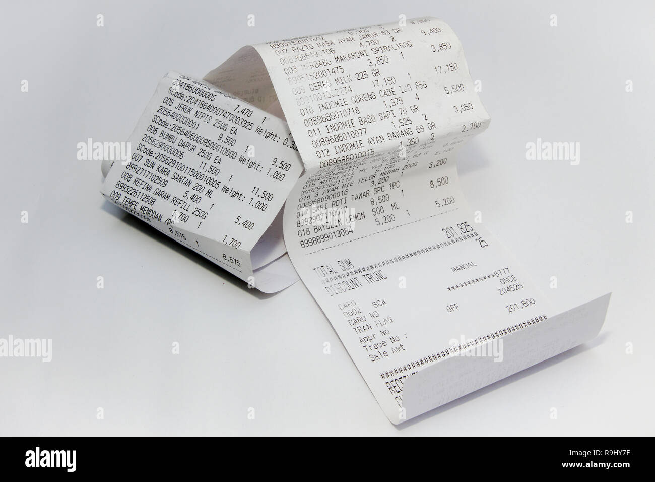 printout payment isolated with white background Stock Photo - Alamy