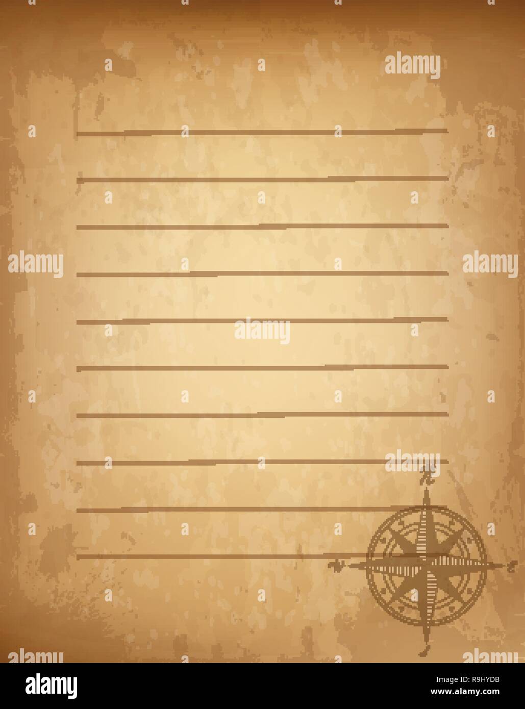 Old vintage lined paper with wind rose compass sign. Highly detailed ...