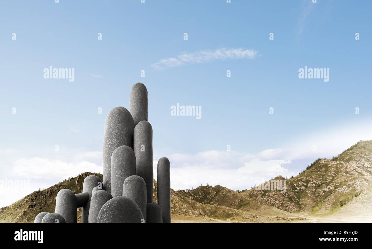 Multiple stone columns with breathtaking landscape Stock Photo - Alamy