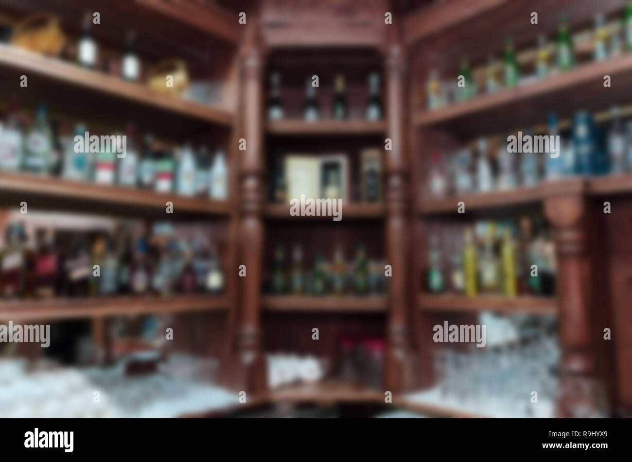 blurry image of a bar in a pub Stock Photo - Alamy