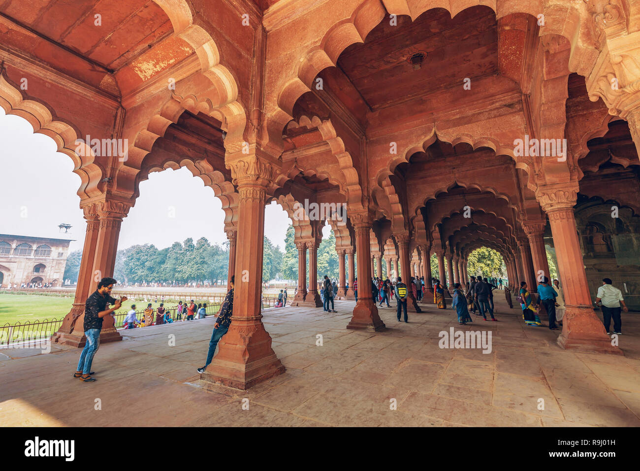 Interior architecture of Red Fort Delhi Diwan-i-Aam also known as the ...