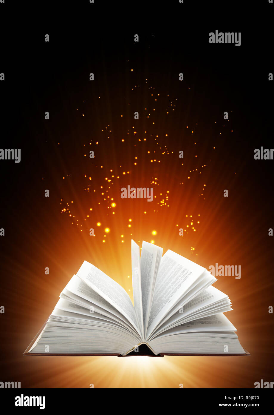Vertical background with magic book Stock Photo - Alamy