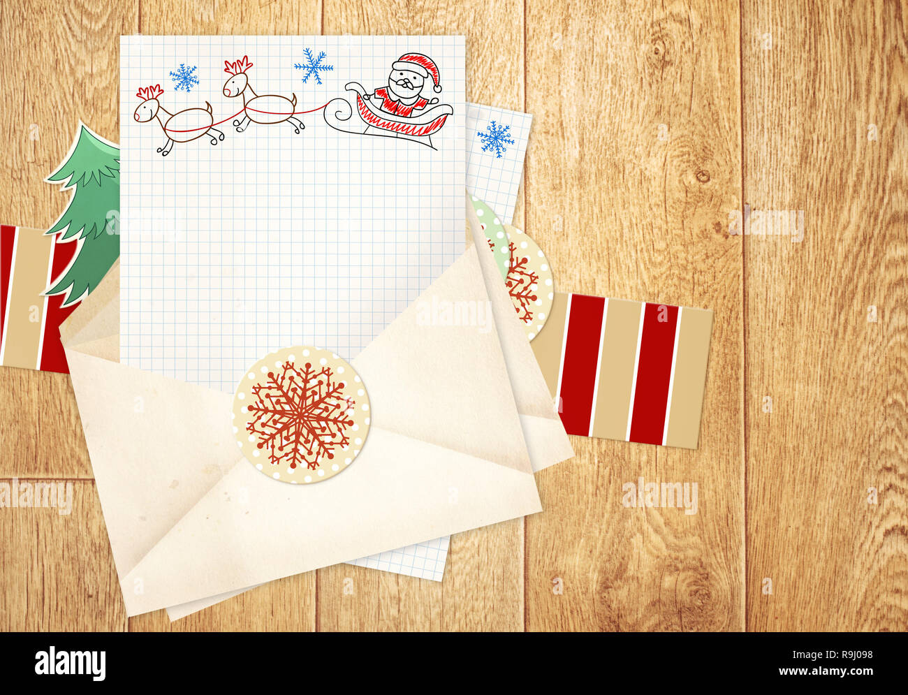 Christmas background with letter to Santa Claus Stock Photo - Alamy