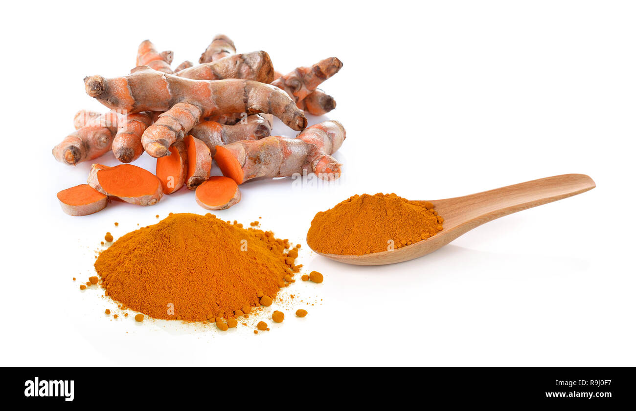 turmeric isolated on white background Stock Photo - Alamy