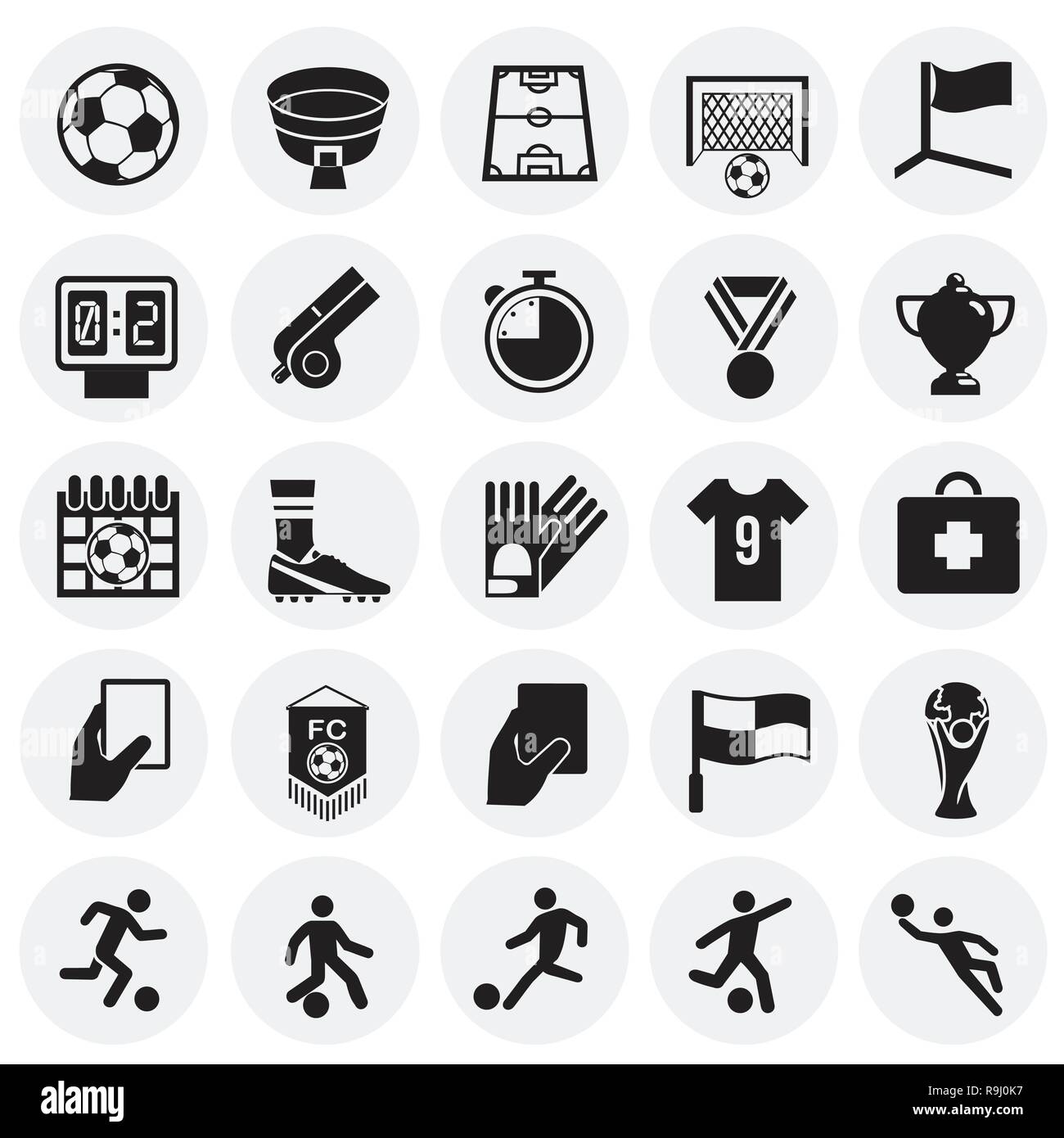 Soccer icons set on cirles background for graphic and web design ...