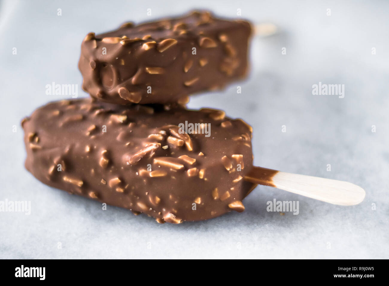 chocolate almond ice cream - pastry and sweet food styled concept ...