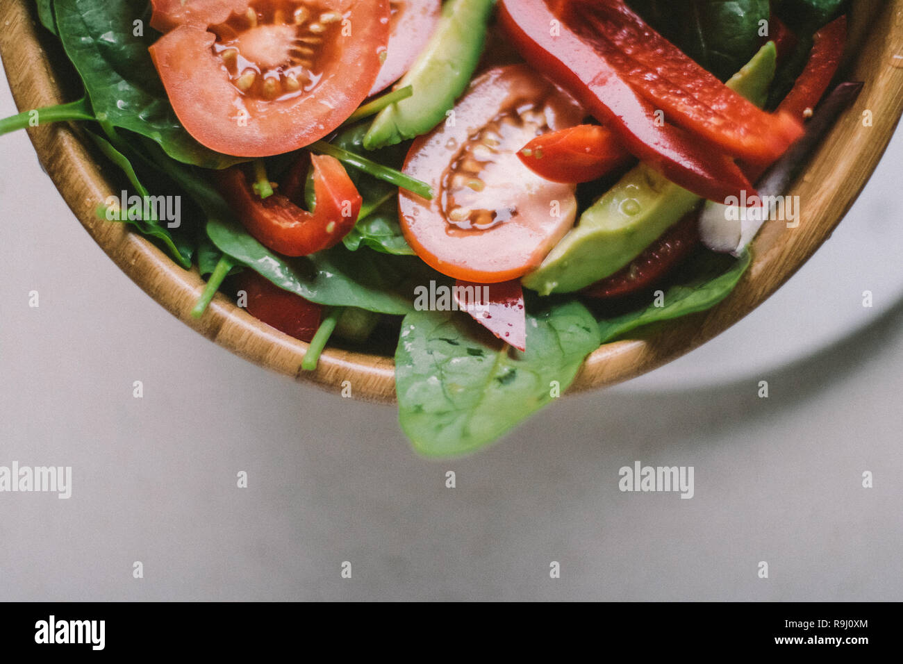 green vegetarian salad - diet and healthy eating recipes styled concept ...