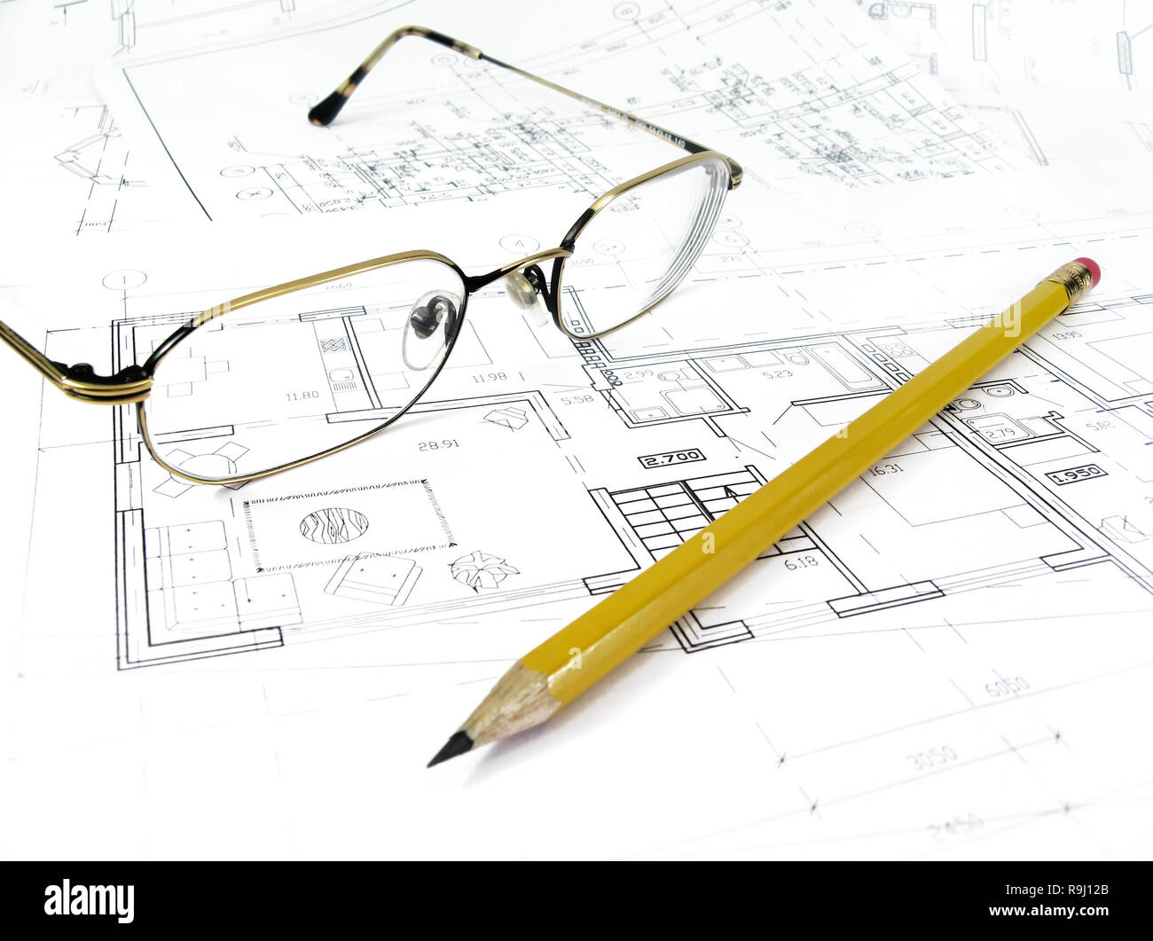 architectural drawing plan of house project - architecture, engineering ...