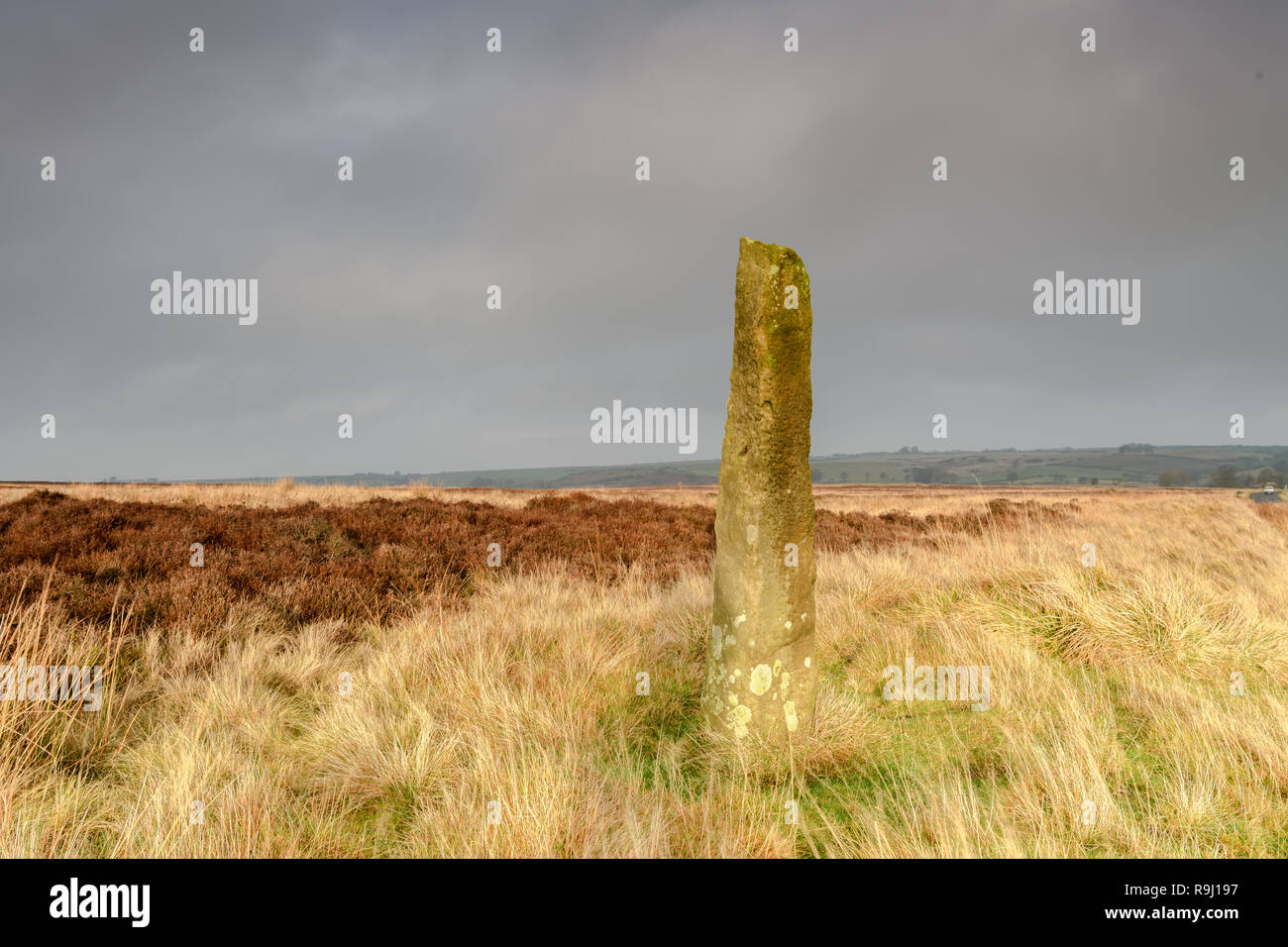 Monolith stone in North Yorkshire Stock Photo - Alamy