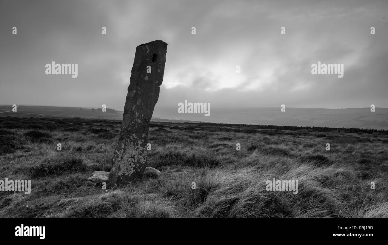 Monolith stone in North Yorkshire Stock Photo - Alamy