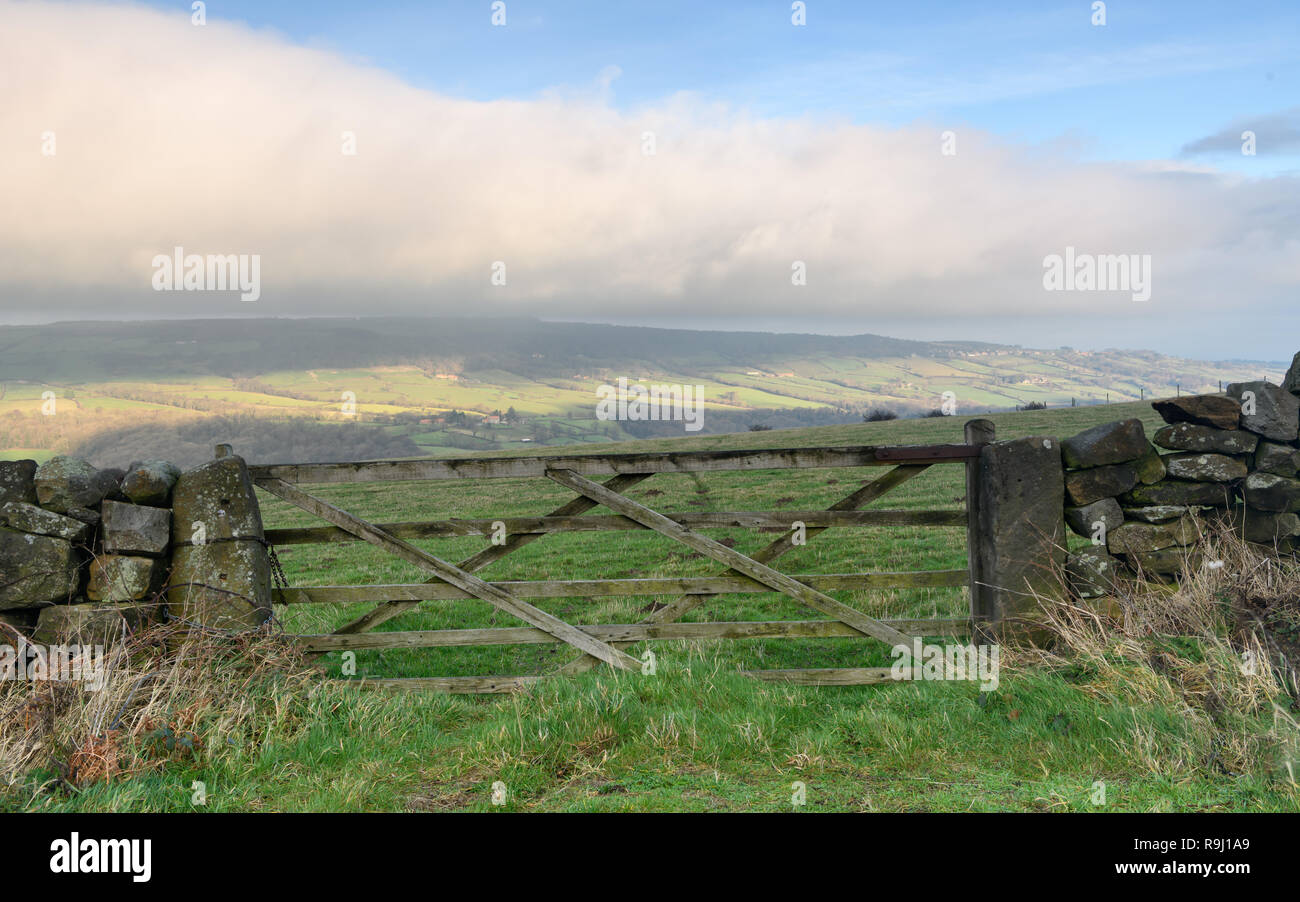 Old stone wall Landscape in the North Yorkshire Moors National Park ...