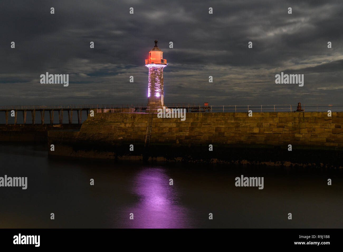 Lighthouse at night Stock Photo - Alamy