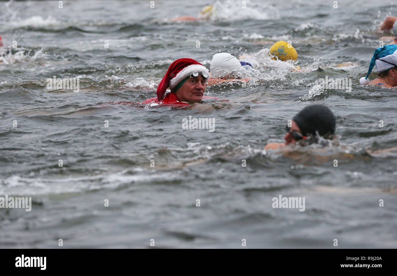 Swimmers of the Serpentine Swimming Club take part in the Peter Pan Cup ...