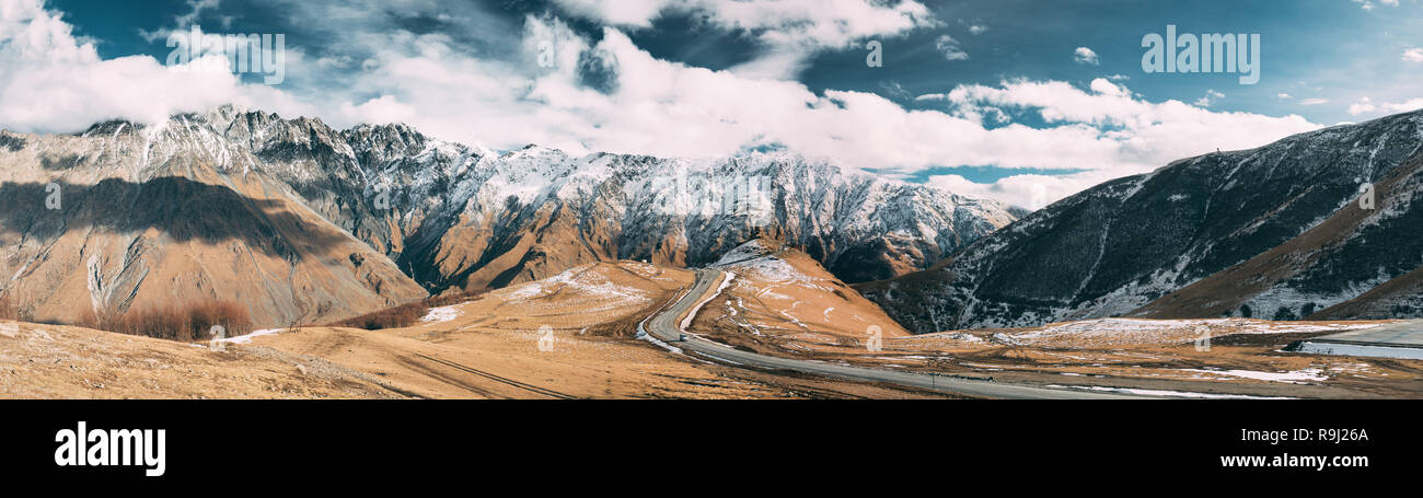 Stepantsminda, Gergeti, Georgia. Famous Gergeti Trinity Tsminda Sameba ...