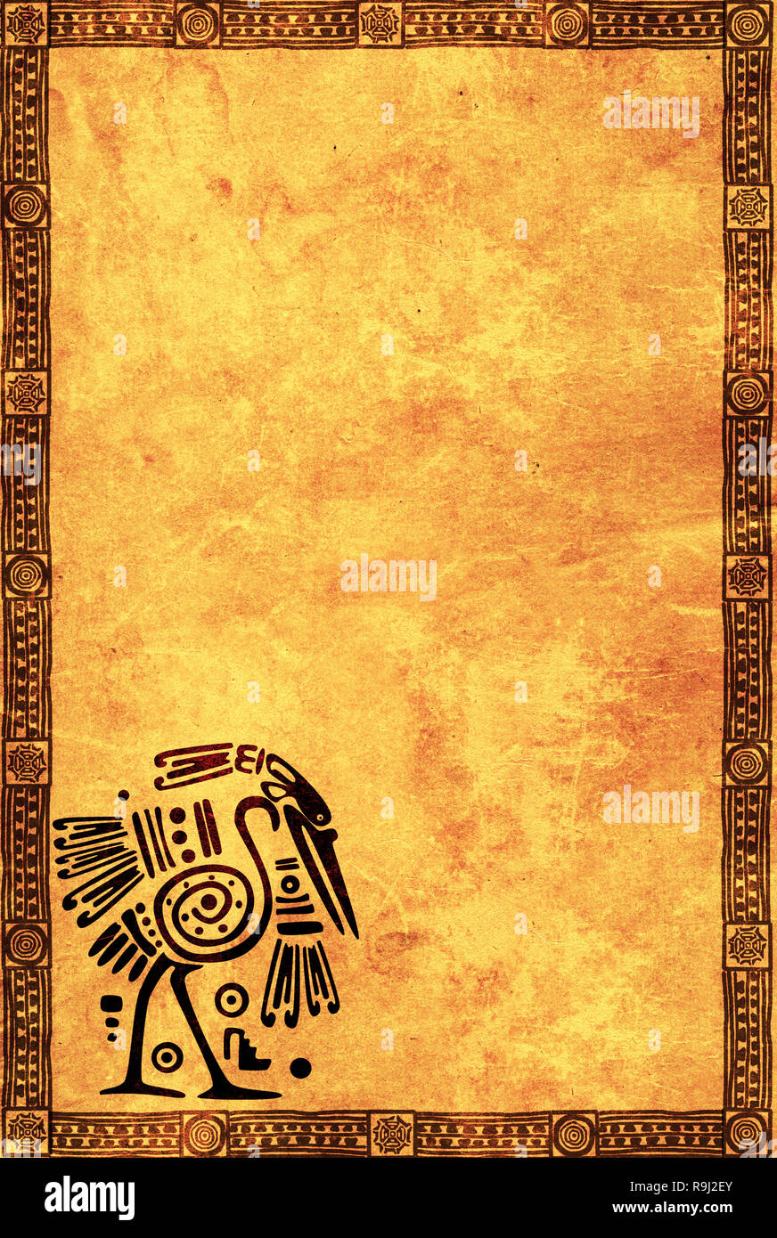 Background with American Indian national patterns and paper texture ...