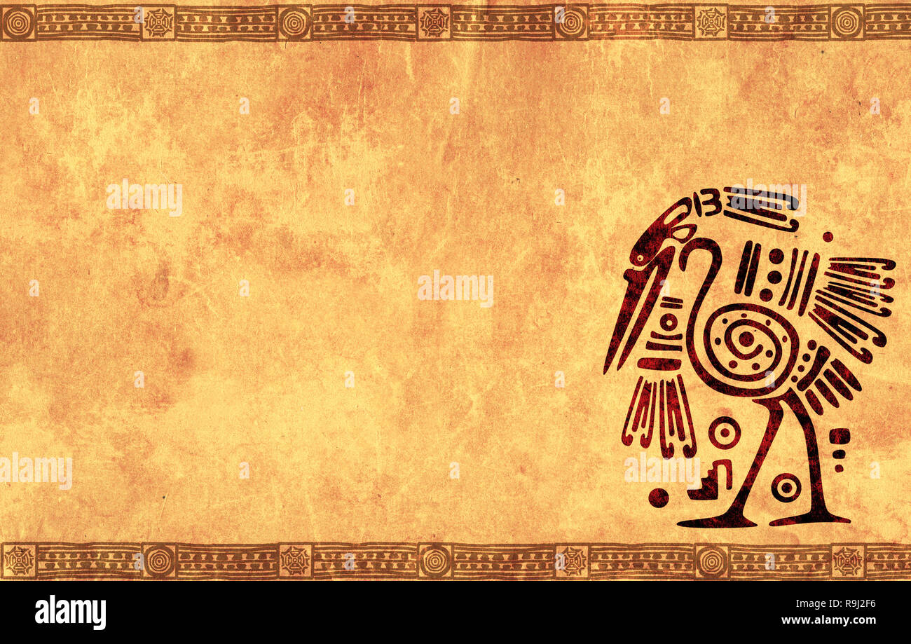 Background with American Indian national patterns and paper texture ...