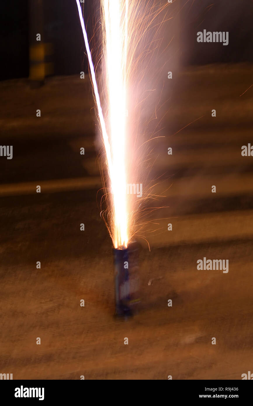 Fireworks explosion on a pedestrian crossing Stock Photo - Alamy