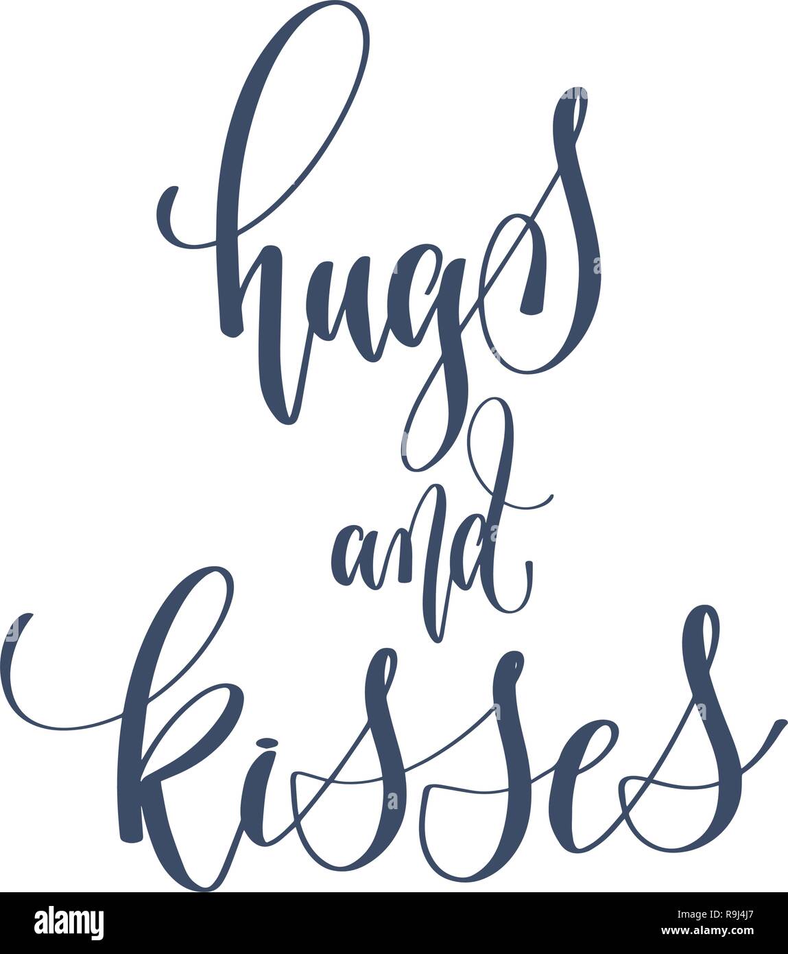 hugs and kisses - hand lettering inscription text Stock Vector Image ...