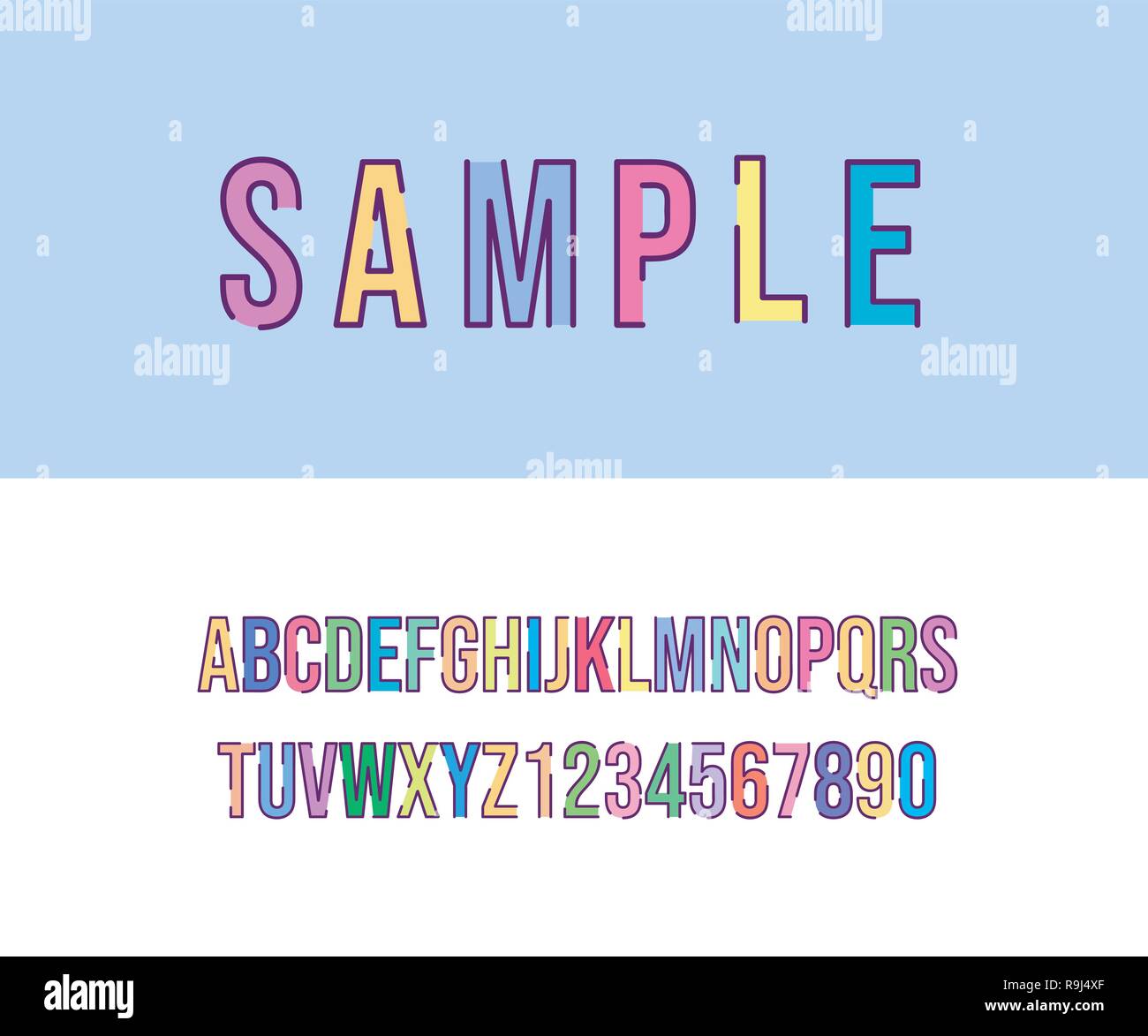 Vector of modern alphabet letters and numbers. Latin letters from A to ...