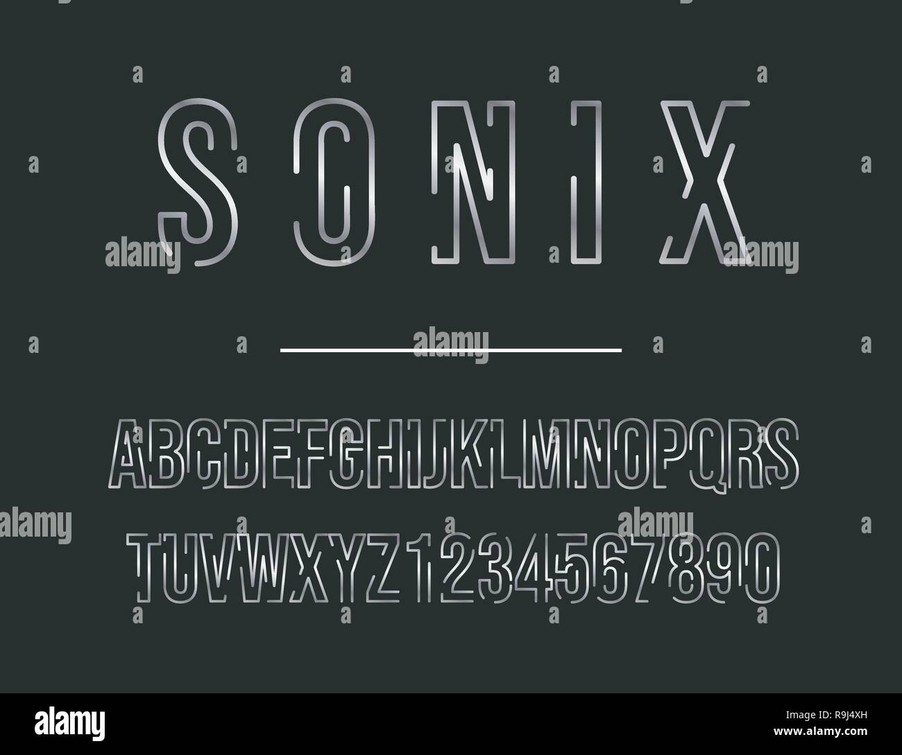 Vector of modern alphabet letters and numbers. Latin letters from A to ...