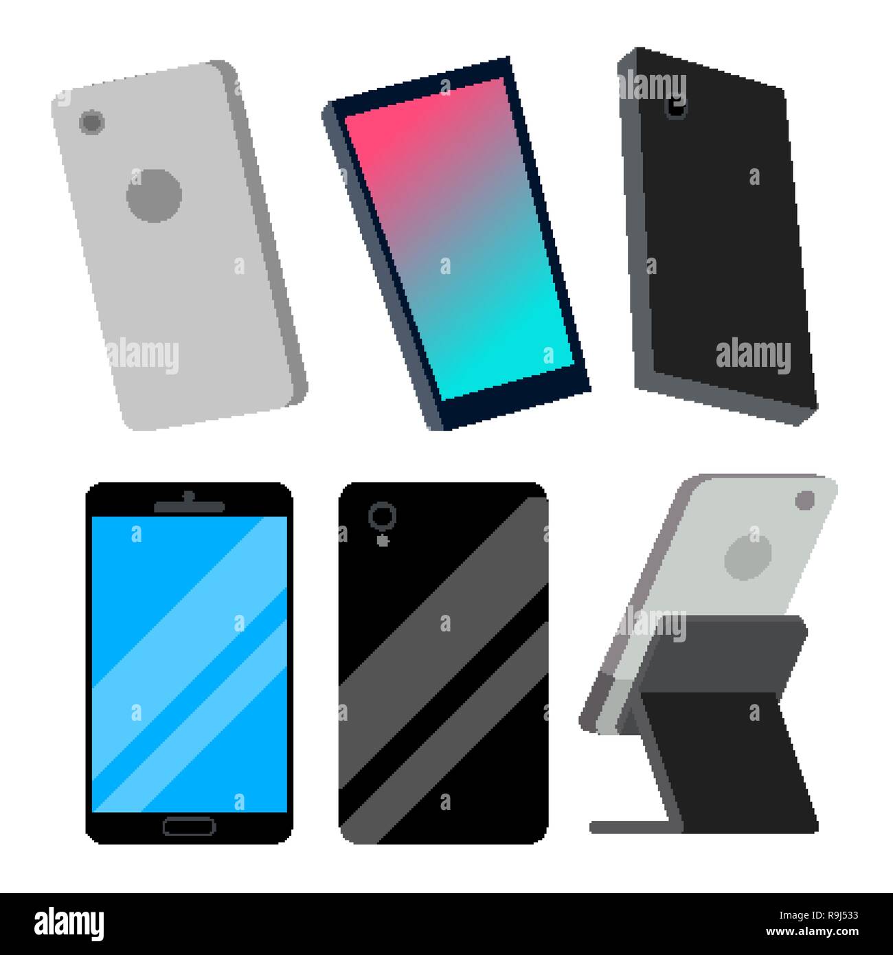 Modern Smartphones Set Vector. Electronic Object. Gadget. Isolated ...