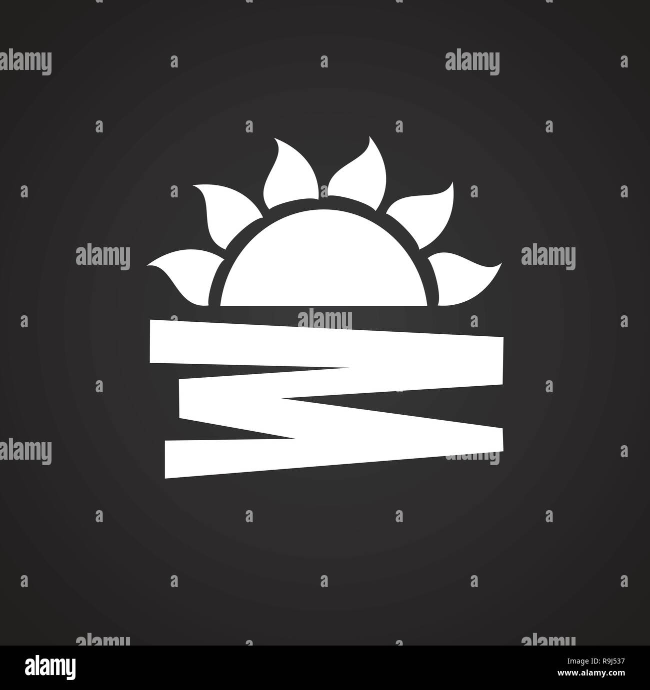 Water sunset icon on black background for graphic and web design ...