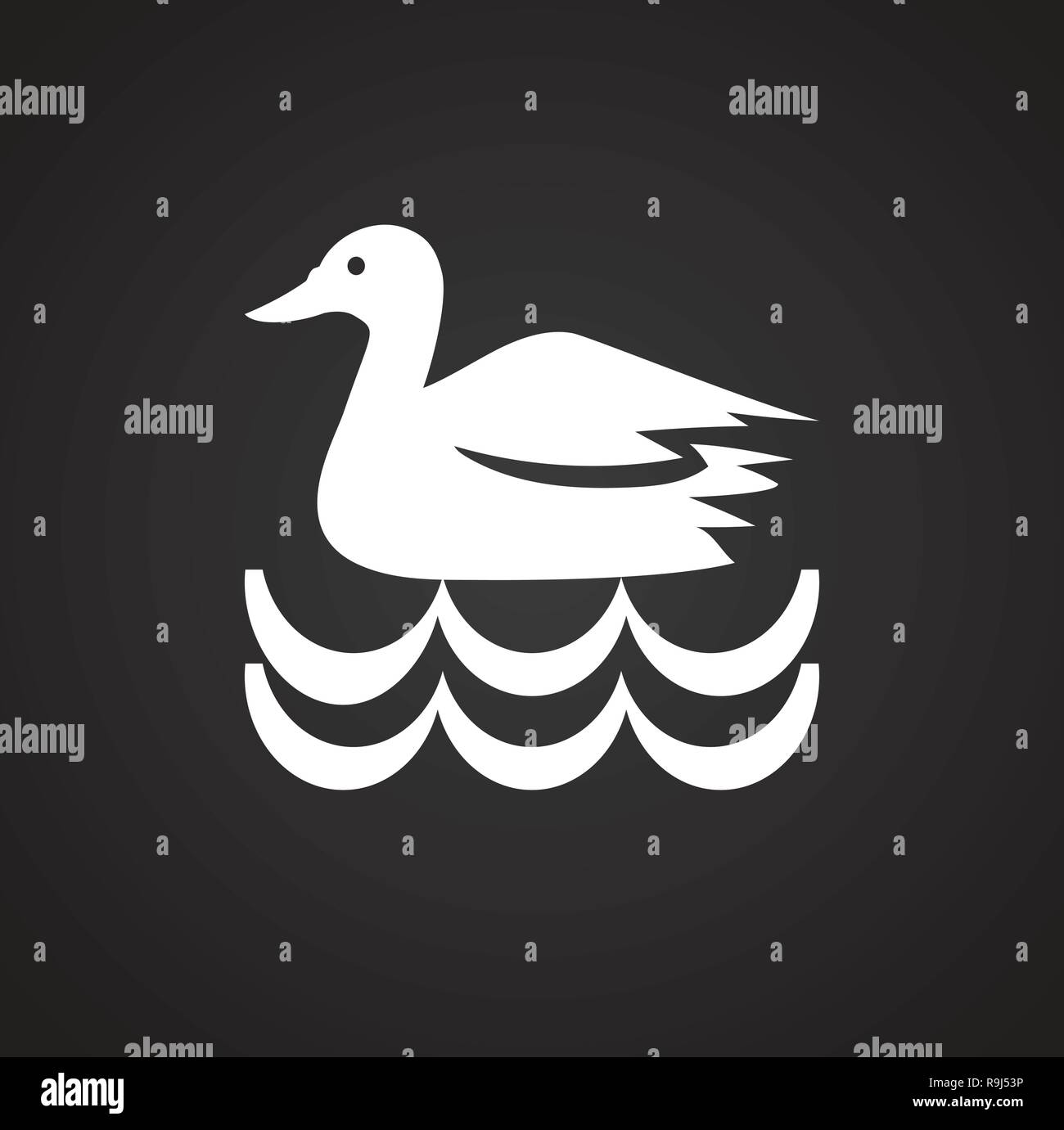 Bird in water icon on black background for graphic and web design ...
