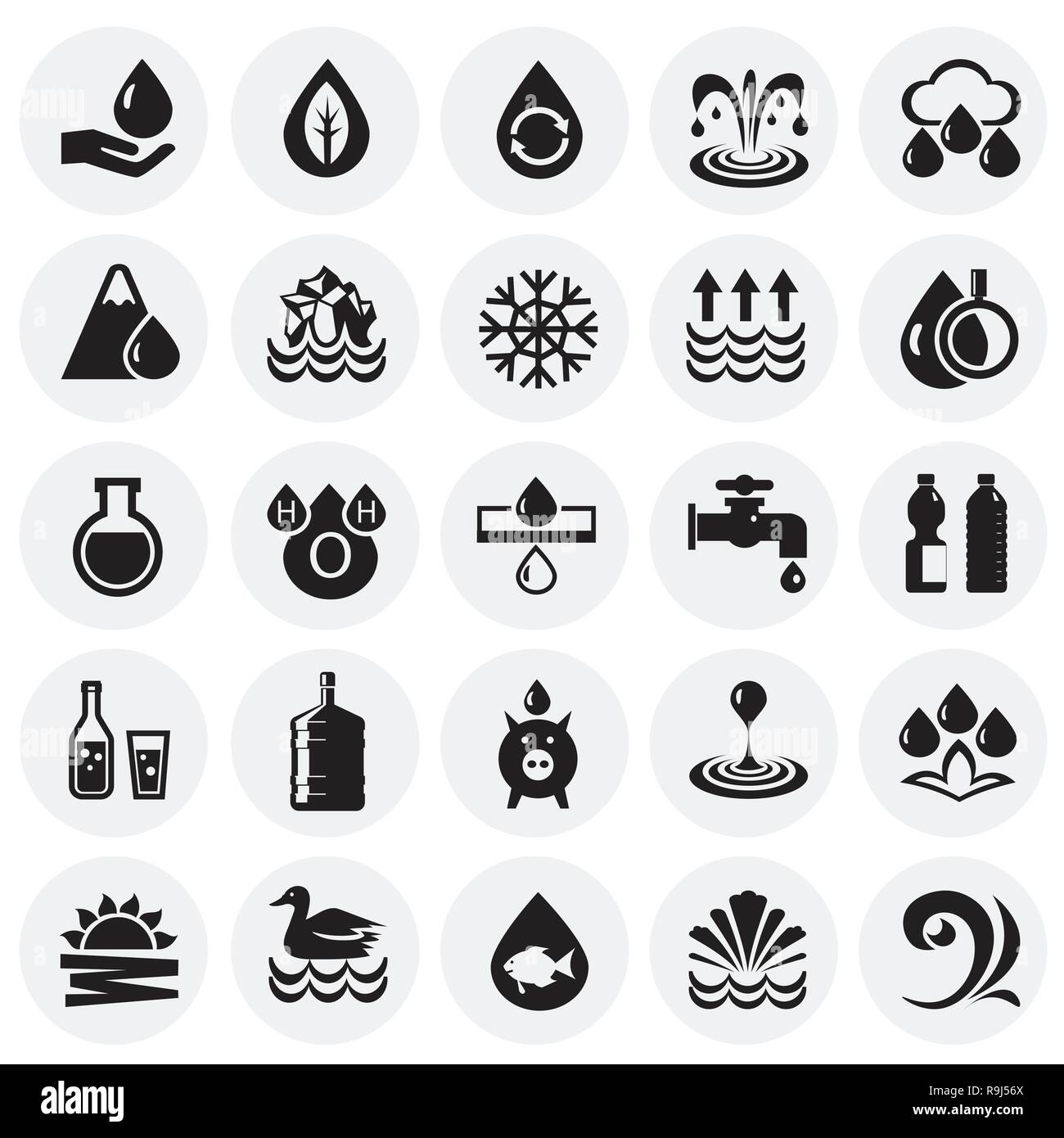 Water icon set on circles background for graphic and web design, Modern ...