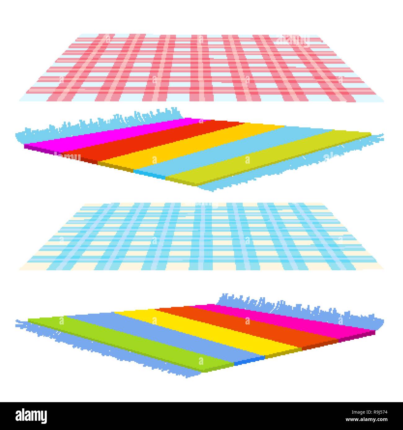 Checked Cover, Carpet, Tapis Vector. Isolated Cartoon Illustration ...