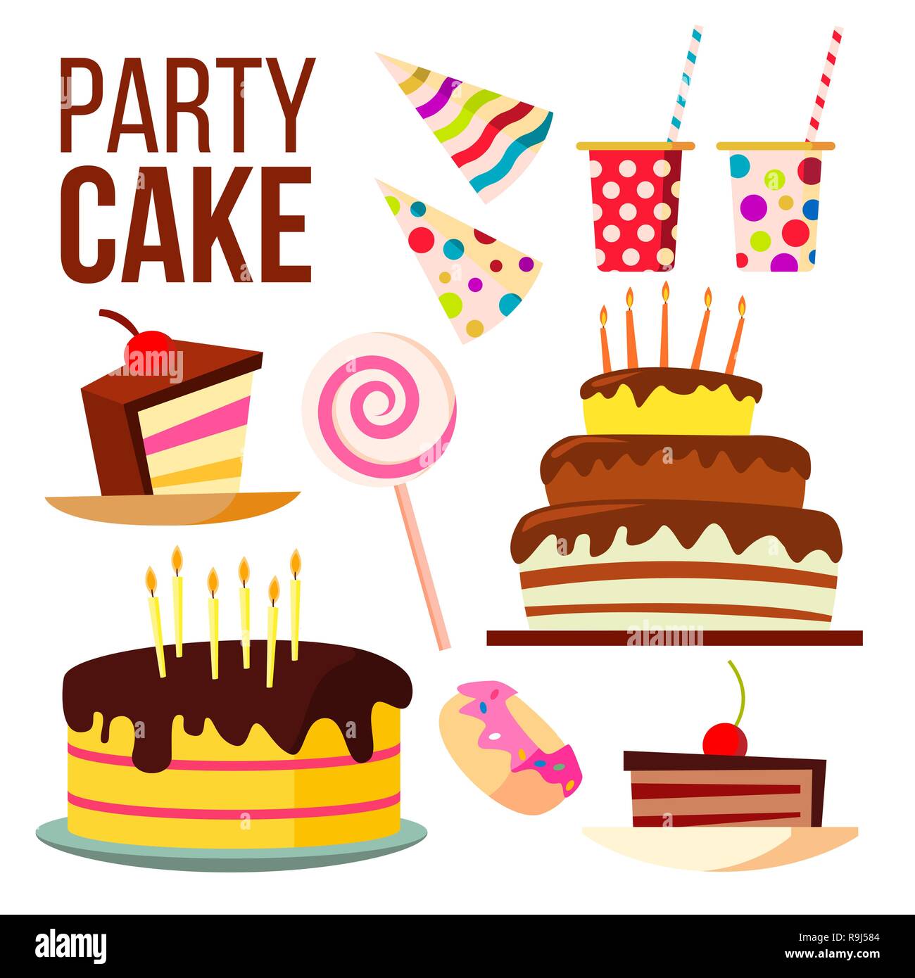 Party Sweet Cake Vector. Big Celebration Cake. Festive, Holiday ...