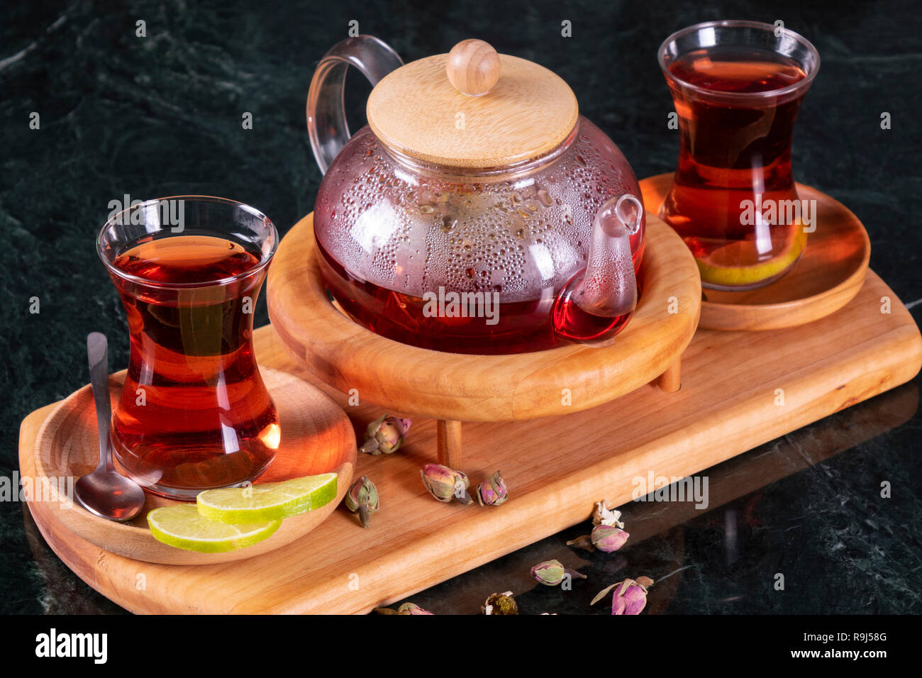 traditional turkish tea cup, tea ceremony, Cup of freshly brewed black ...