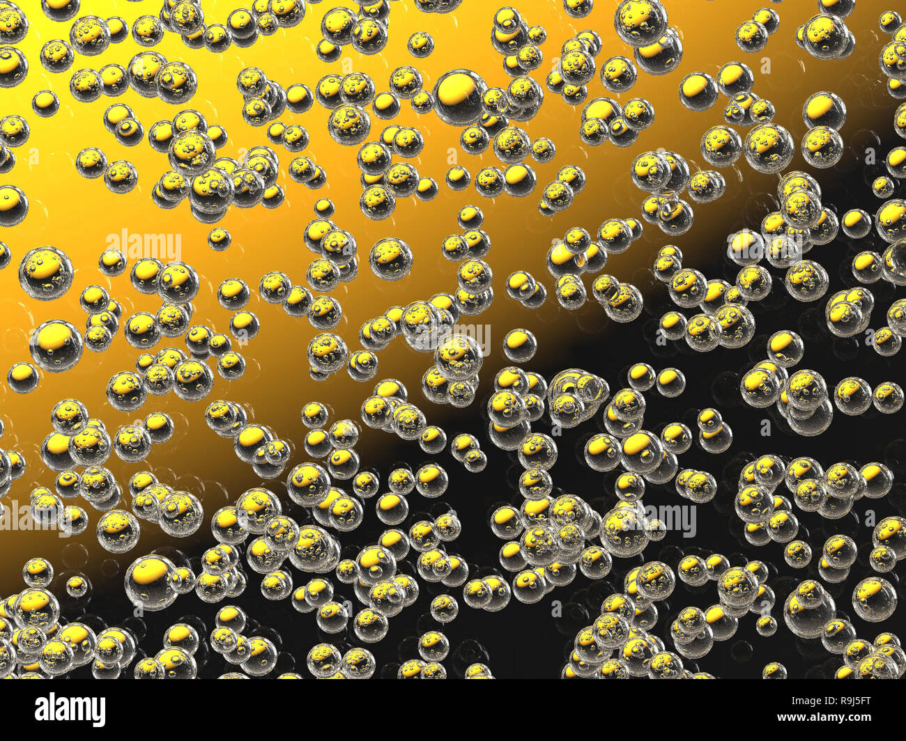 Yellow and gold champagne bubble background pattern Stock Photo - Alamy