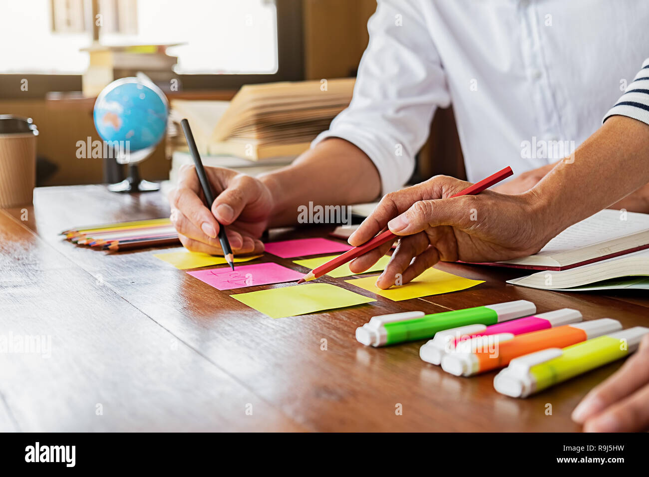 Education concept. Students studying and brainstorming campus concept ...