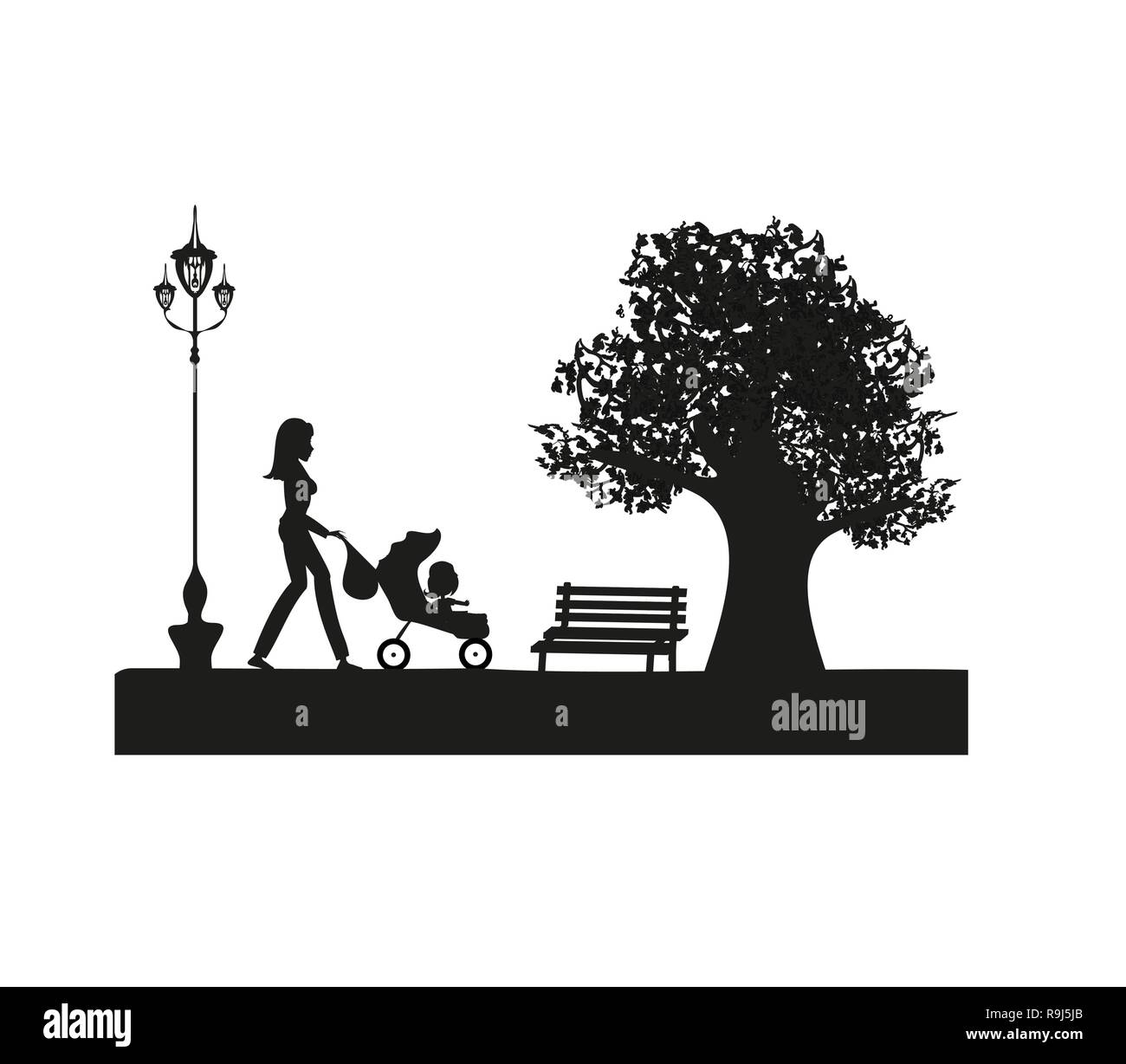 girl with a baby in the park Stock Vector Image & Art - Alamy