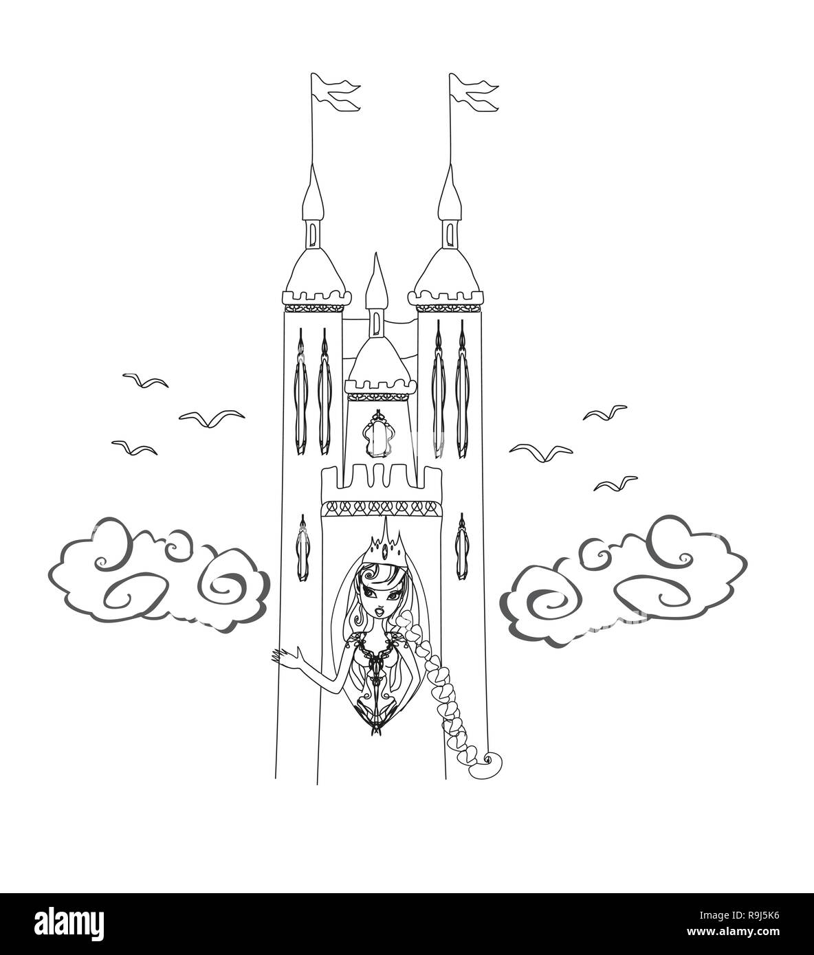 The lady in the tower Stock Vector Images - Alamy