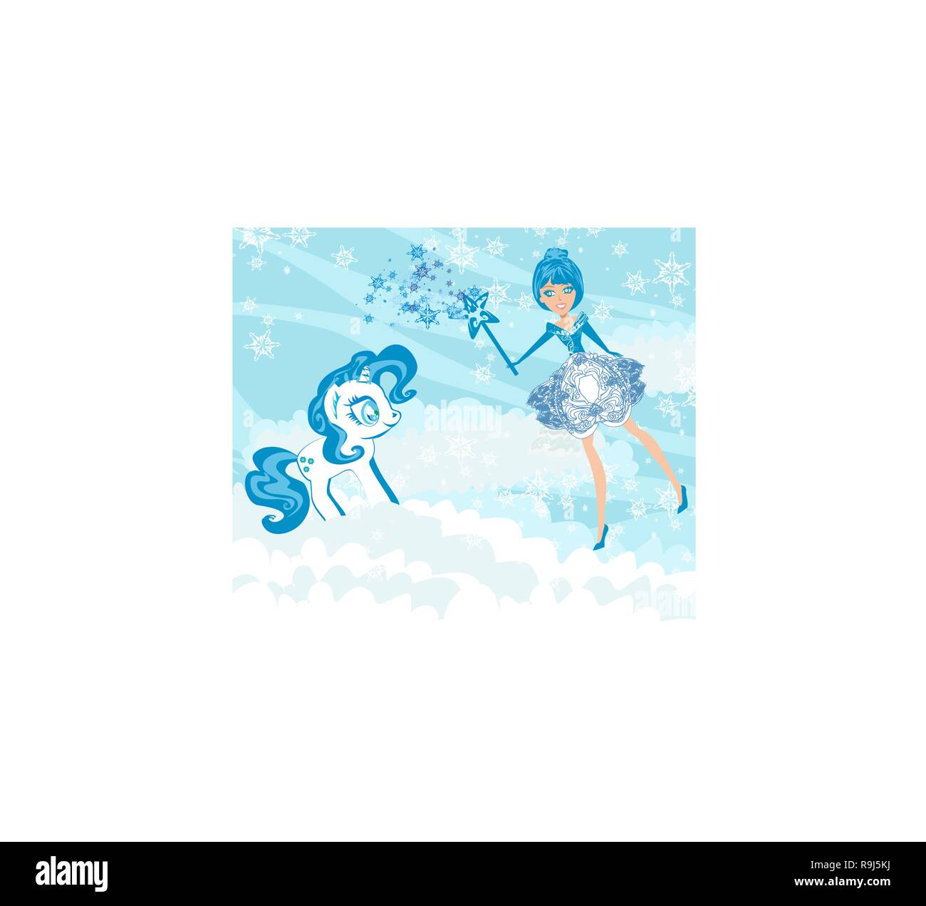 Winter fairy and sweet unicorn Stock Vector Image & Art - Alamy