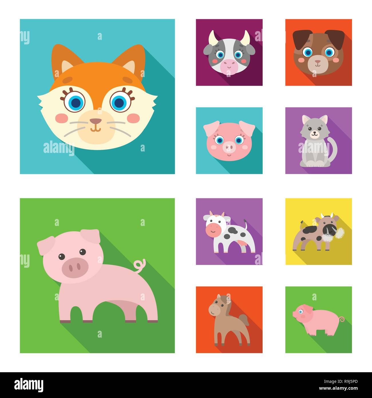 Vector illustration of animal and habitat symbol. Set of animal and ...