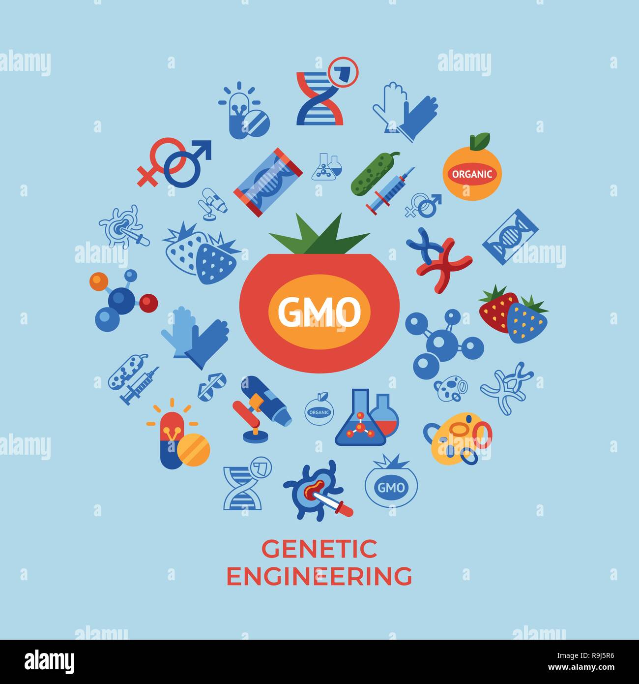 Digital vector genetic engineering gmo technology icons set infographics Stock Vector Image ...