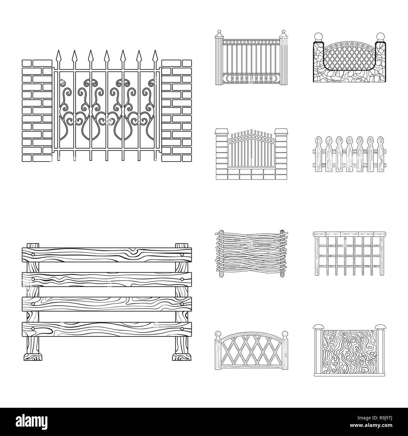 Vector illustration of gate and fence logo. Collection of gate and wall ...